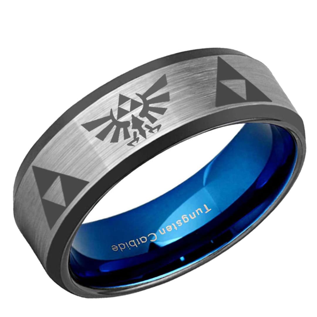 The Legend of Zelda Tungsten Ring, Black Triforce Ring, Zelda Triforce ...