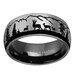 10mm Tungsten Deer Family Hunting Scene Ring, Beveled Black Tungsten ...