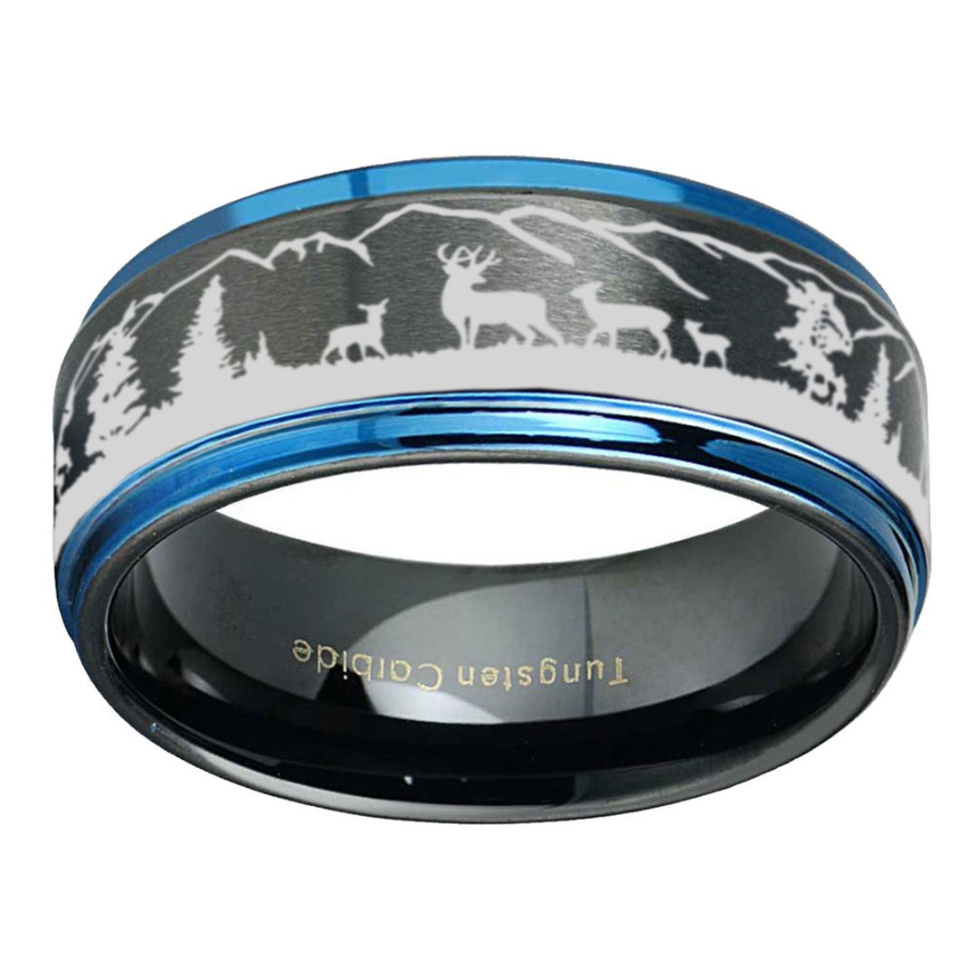 Deer Family Scene Ring, Deer Antler Ring, Silver Mountain Forest ...