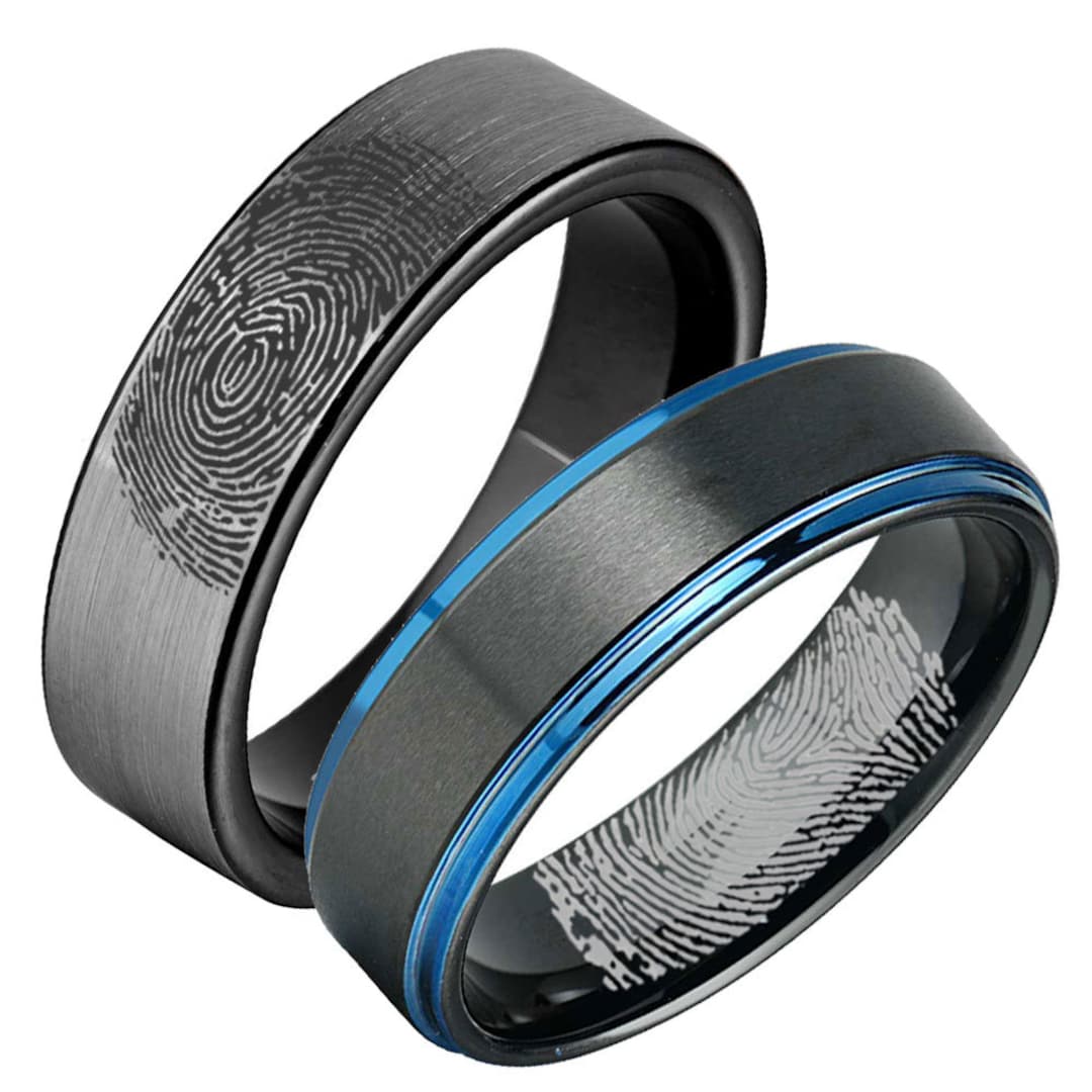 Fingerprint, 6MM Tungsten Ring, Thumbprint Ring, Women Thumbprint ...