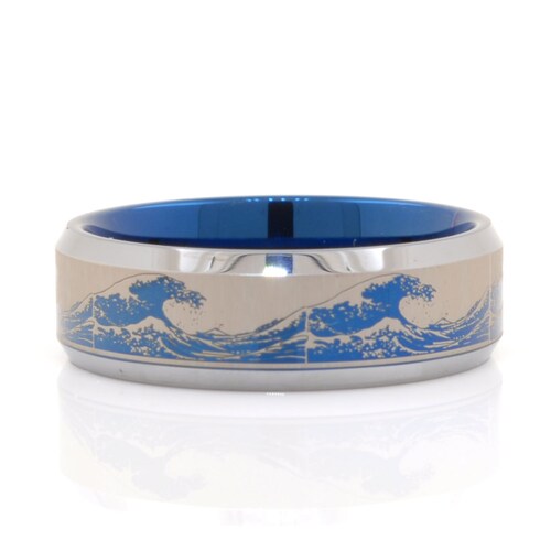 Wave Ring Ocean Wave Ring Beach Jewelry 8mm Black Tungsten - Etsy