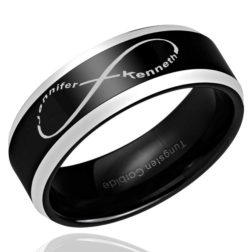 8mm Infinity Symbol Tungsten Ring Infinity Two Name Engraved - Etsy