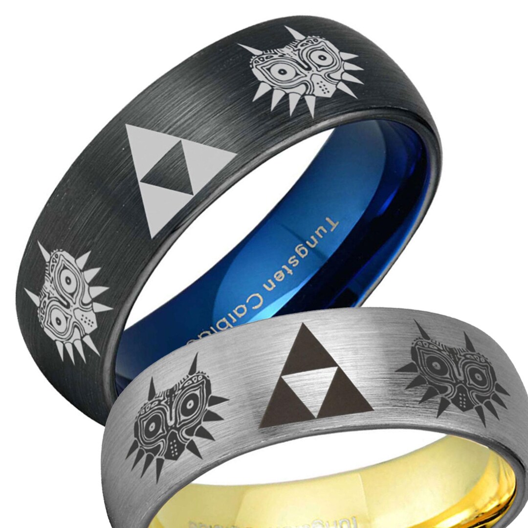 Zelda Triforce Ring, Majora's Mask Ring, Rose Gold Tungsten Men's ...