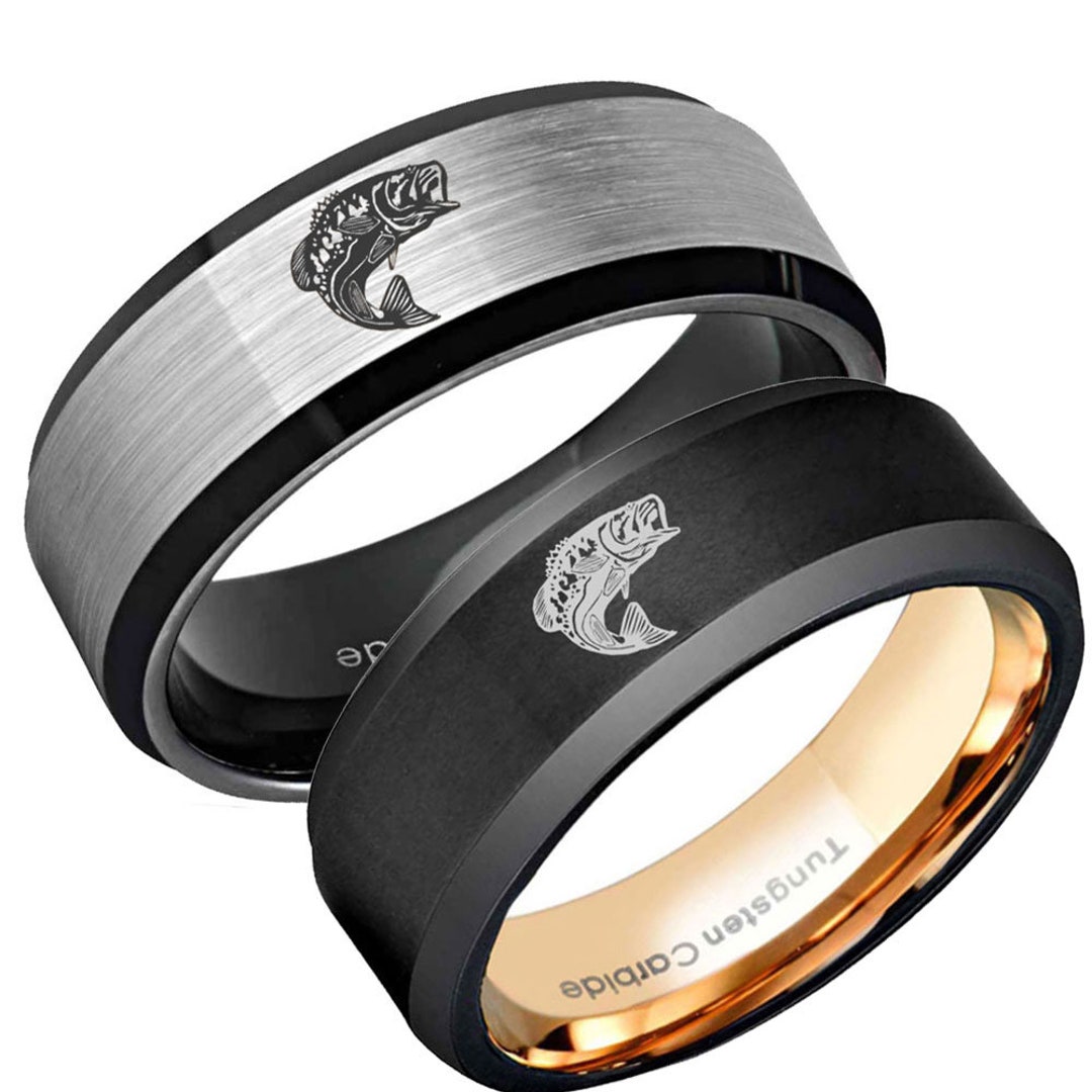 8mm Tungsten Bass Fishing Ring, Beveled Blue Black Tungsten Fishing ...