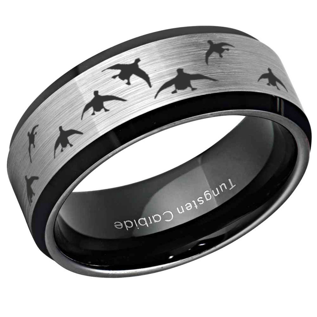 6 8mm Tungsten Duck Hunting Mens Wedding Ring Beveled Edge - Etsy