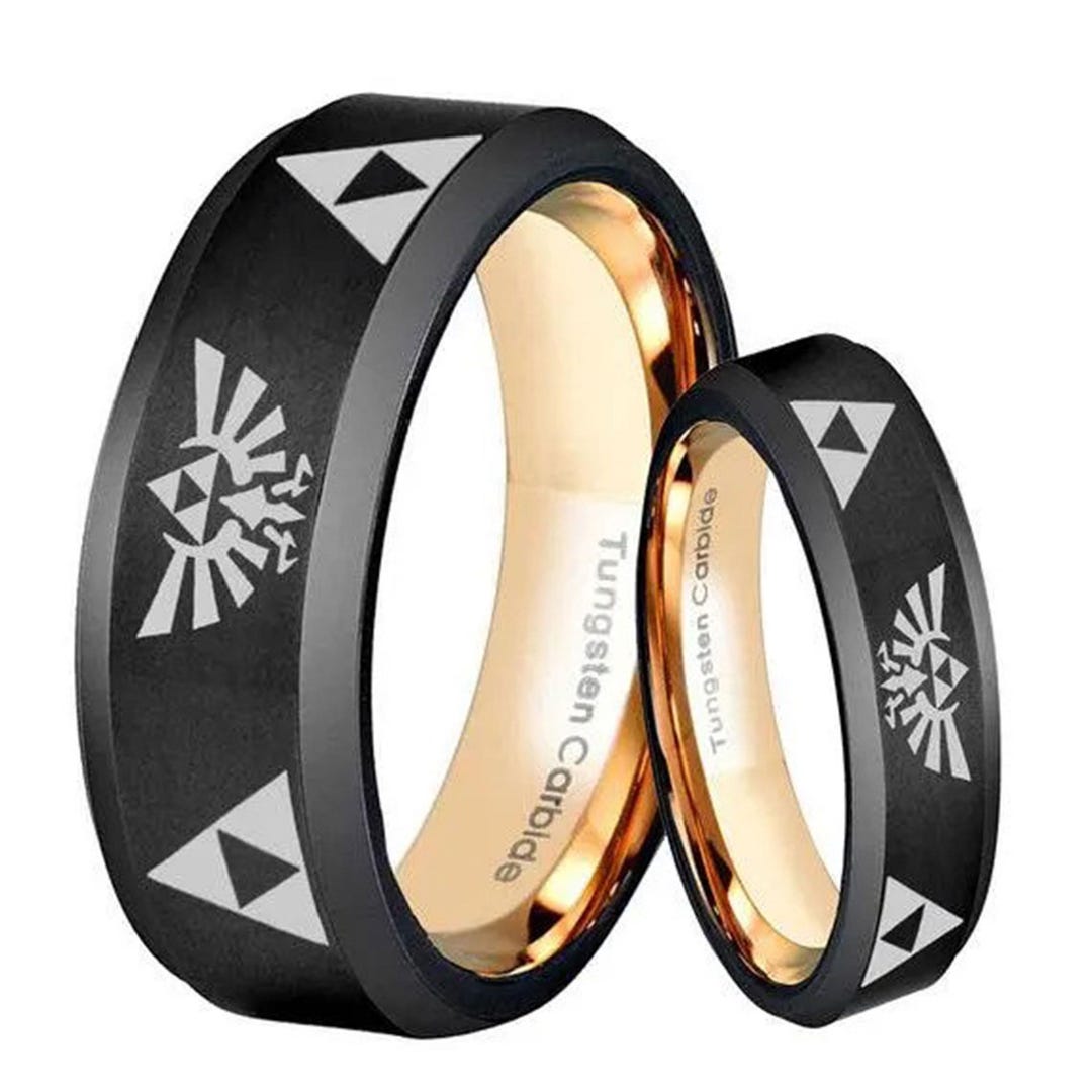 His and Hers Legend of Zelda Band, Zelda Rose Gold Bridal Set, Triforce ...