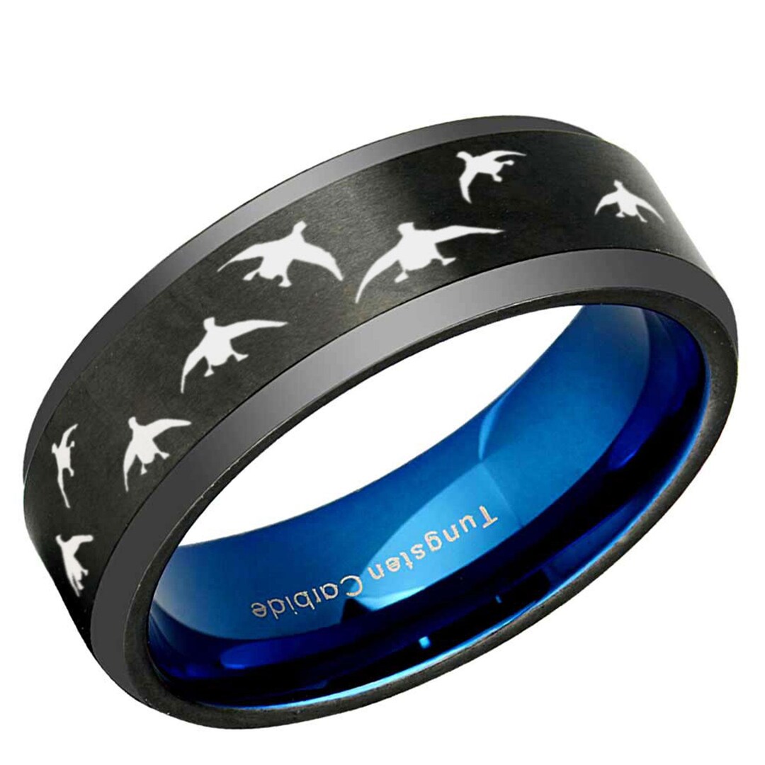 Tungsten Duck Hunting Rings, Black Tungsten Flying Duck Man Wedding ...