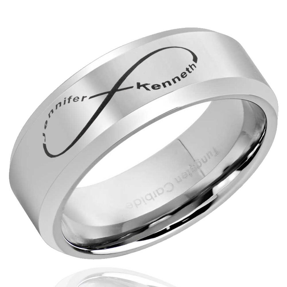 8mm Infinity Symbol Tungsten Ring Infinity Two Name Engraved - Etsy