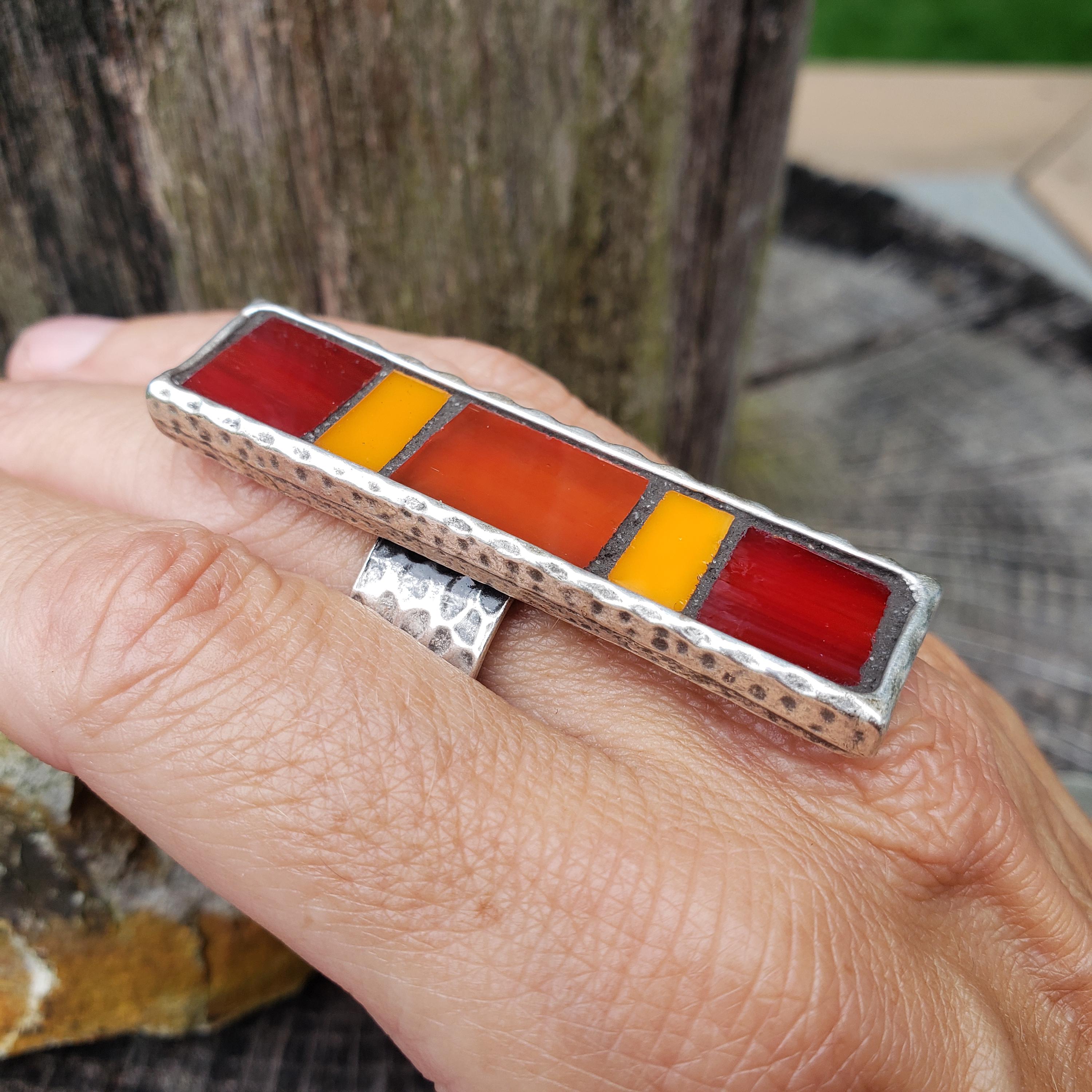 Full Finger Stained Glass Ring, Wearable Art Jewelry. - Etsy