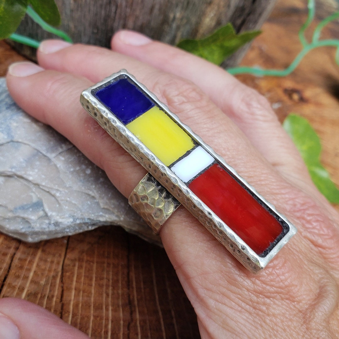 Primary Colors Mosaic Ring, Micro Mosaic Jewelry, Wearable Art. - Etsy