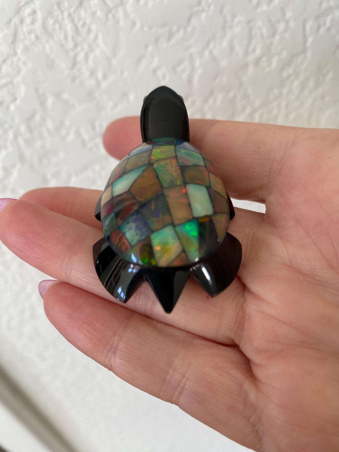 Obsidian Turtle With Jelly Opal Mosaic Shell / Mexico - Etsy