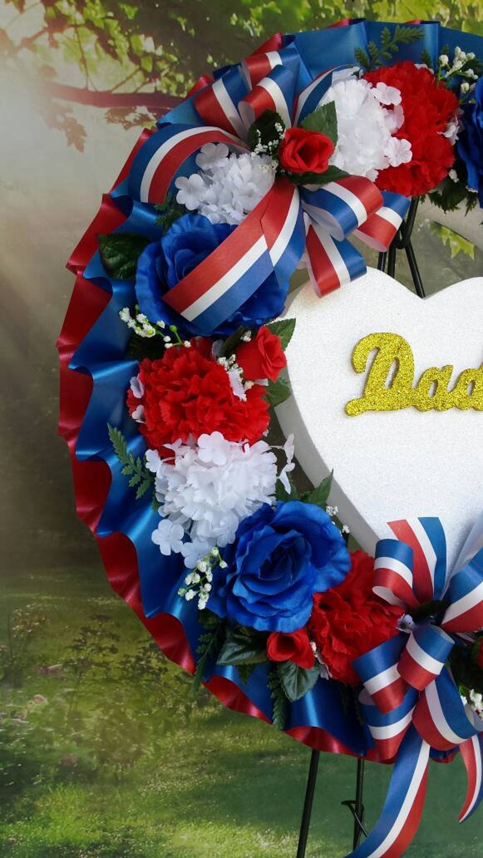 Patriotic Cemetery Wreath Dad Gravesite Memorial Day - Etsy
