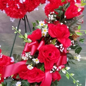 Red Open Heart Cemetery Wreath, Red Roses, Wreath, Sympathy Wreath ...