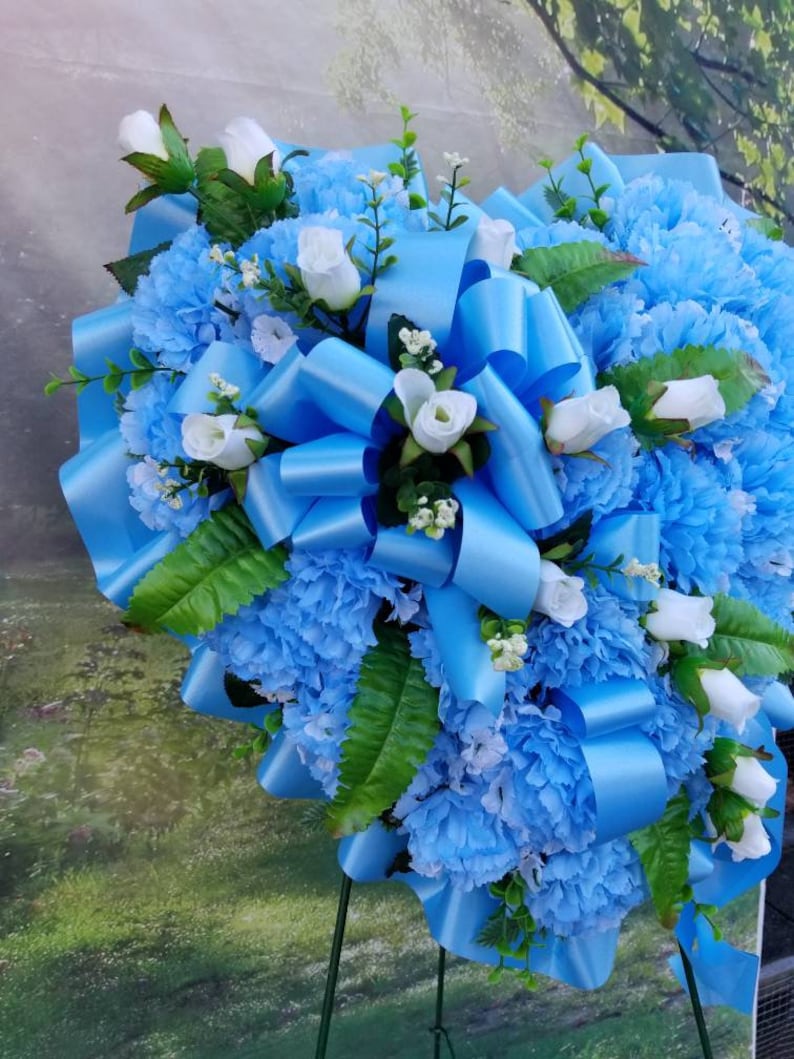 Solid Heart Cemetery Wreath Blue Wreath Sympathy Wreath - Etsy