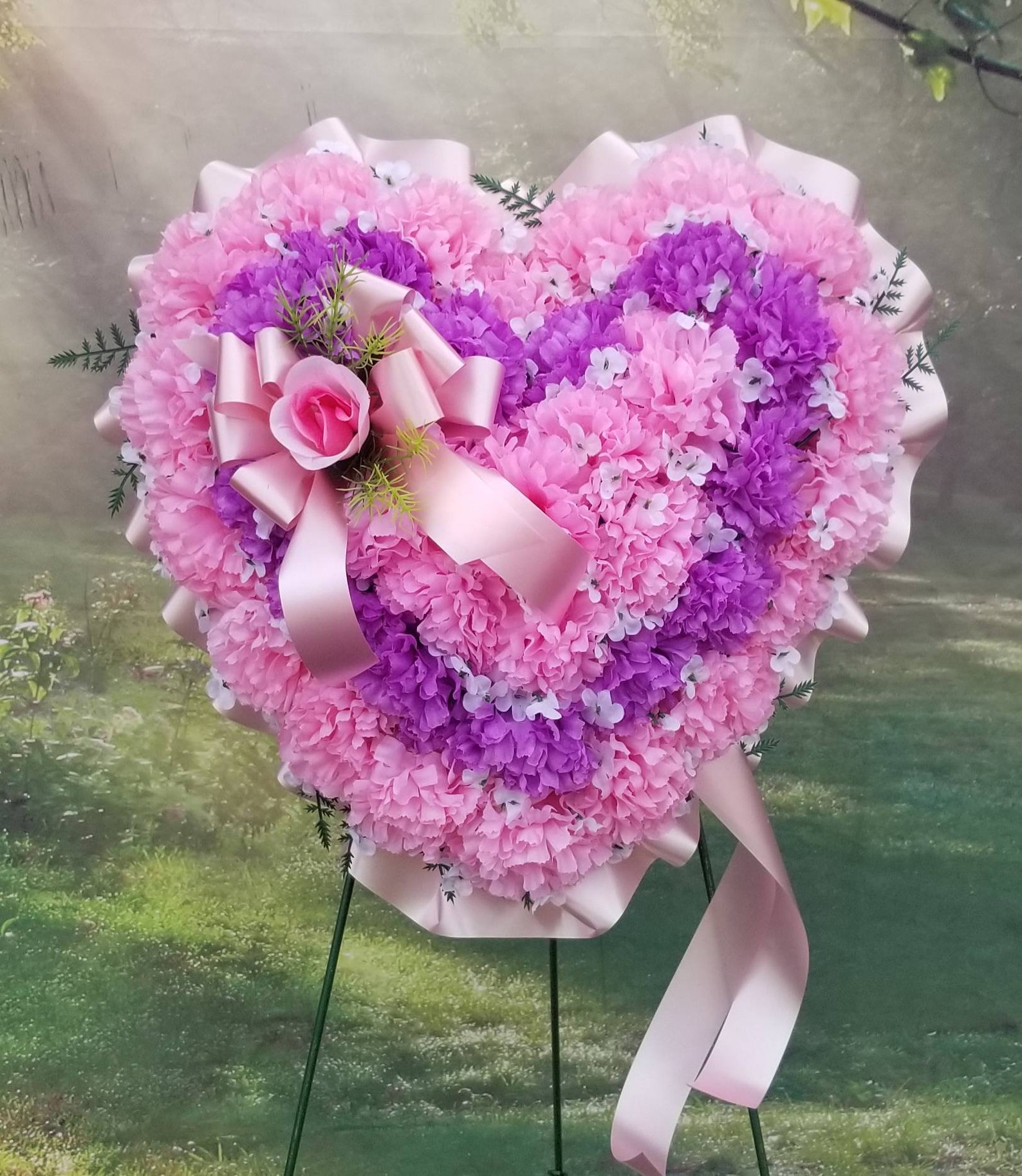 14 Inch Pink Lavender Heart, Cemetery Wreath, Memorial, Sympathy ...