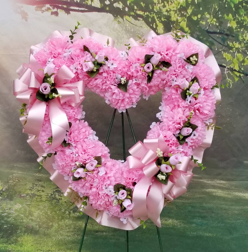 Open Heart Cemetery Wreath, Pink Wreath, Sympathy Wreath, Gravesite ...