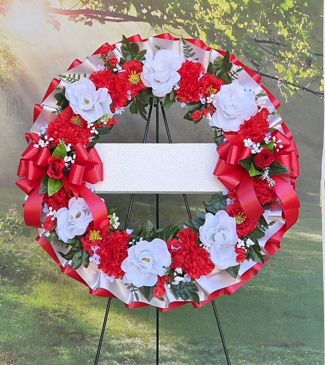 Father's Day, Cemetery Wreath, Red and White, Cemetery Flowers ...