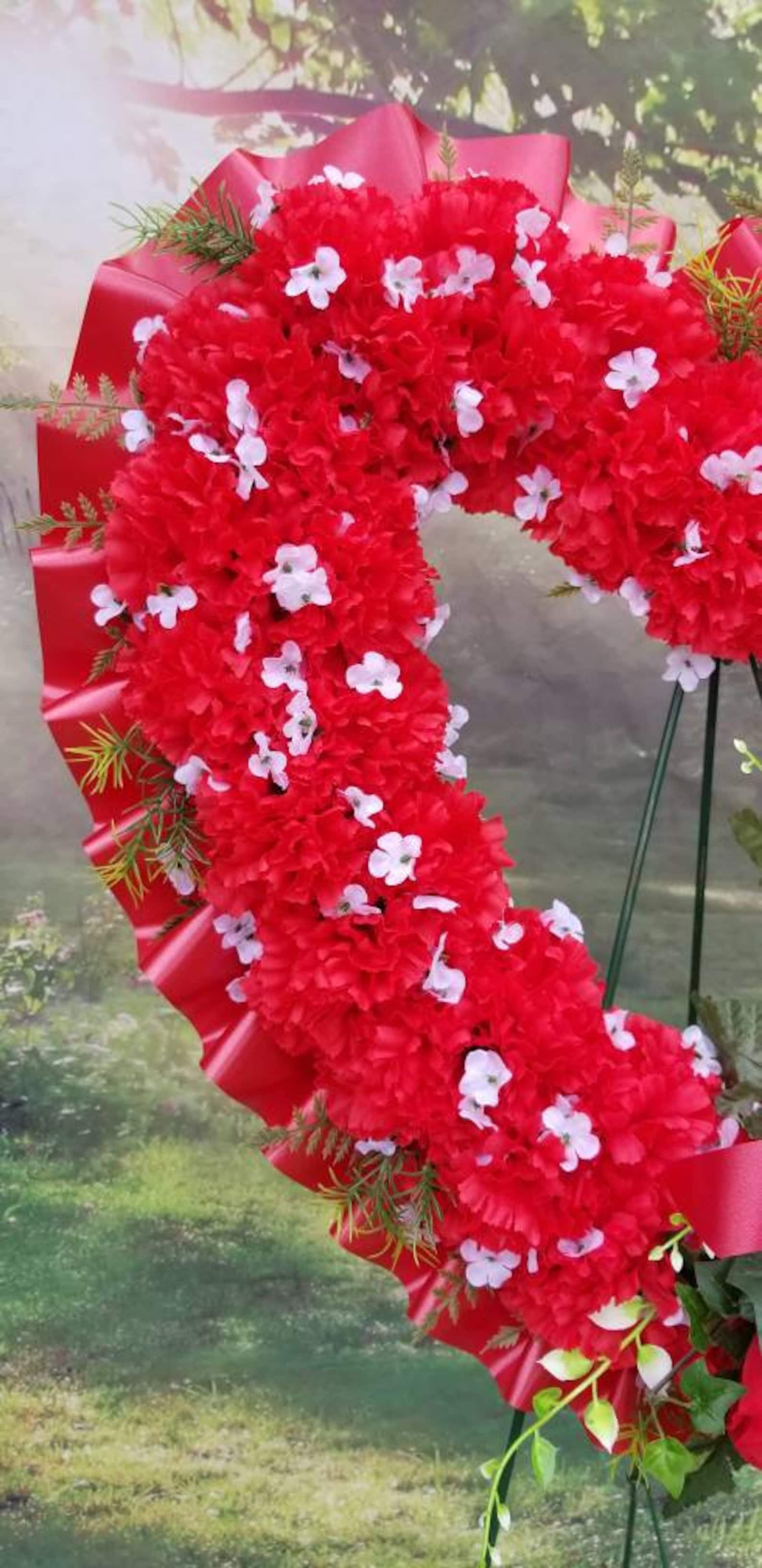 Red Open Heart Cemetery Wreath Red Roses Wreath Sympathy | Etsy