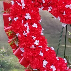 Red Open Heart Cemetery Wreath, Red Roses, Wreath, Sympathy Wreath ...