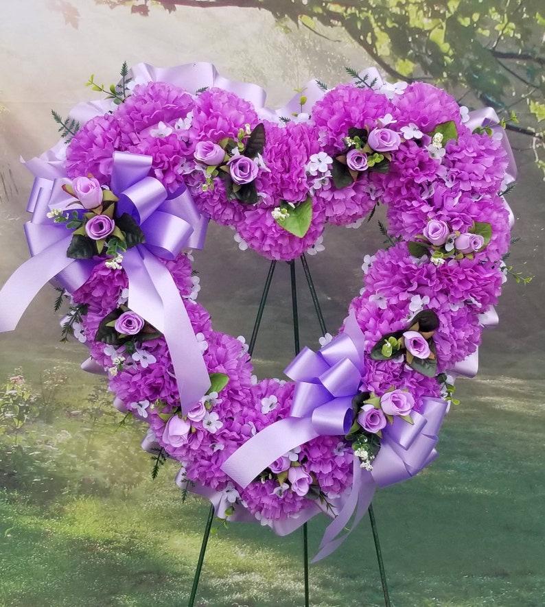 Open Heart Cemetery Wreath, Lavender Wreath, Sympathy Wreath, Gravesite ...