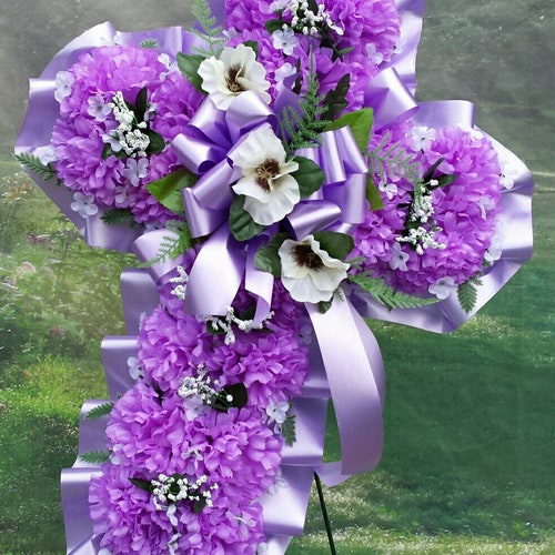 Spring Cemetery Flowers Cross Sympathy Lavender Gravesite - Etsy