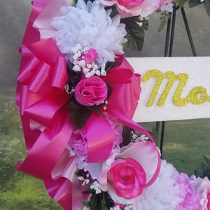 Cemetery Wreath, Hot Pink & Light Pink, Sympathy Wreath, Gravesite ...