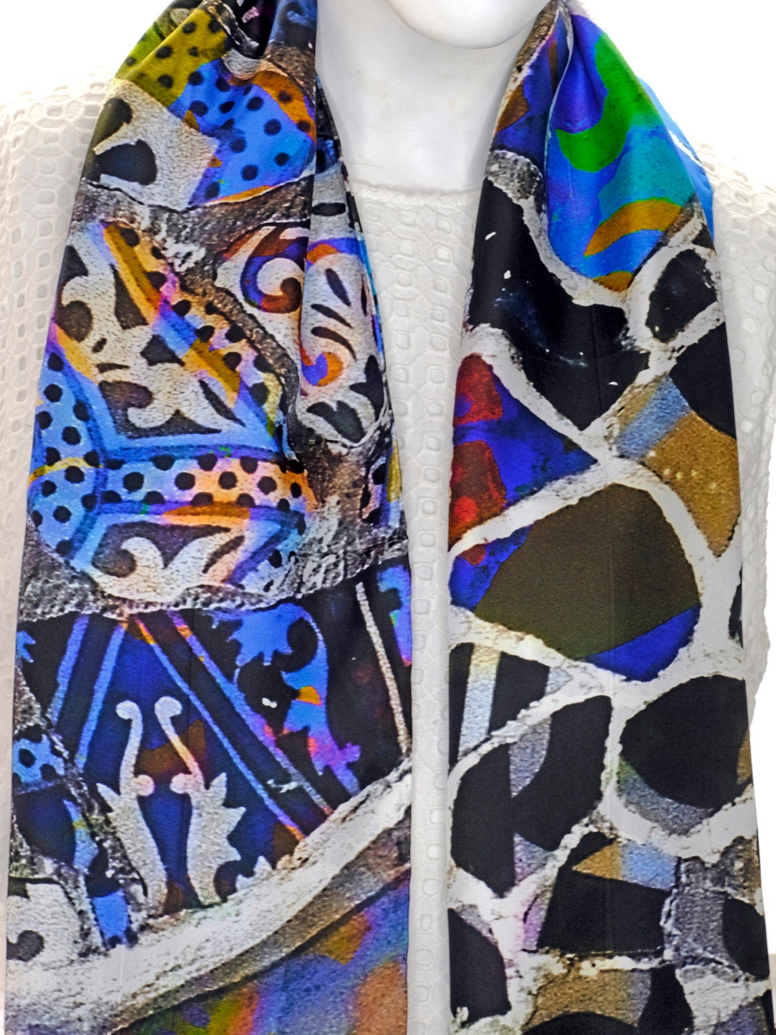 New! Silk Twill Scarf “gaudi Mosaic” - Etsy
