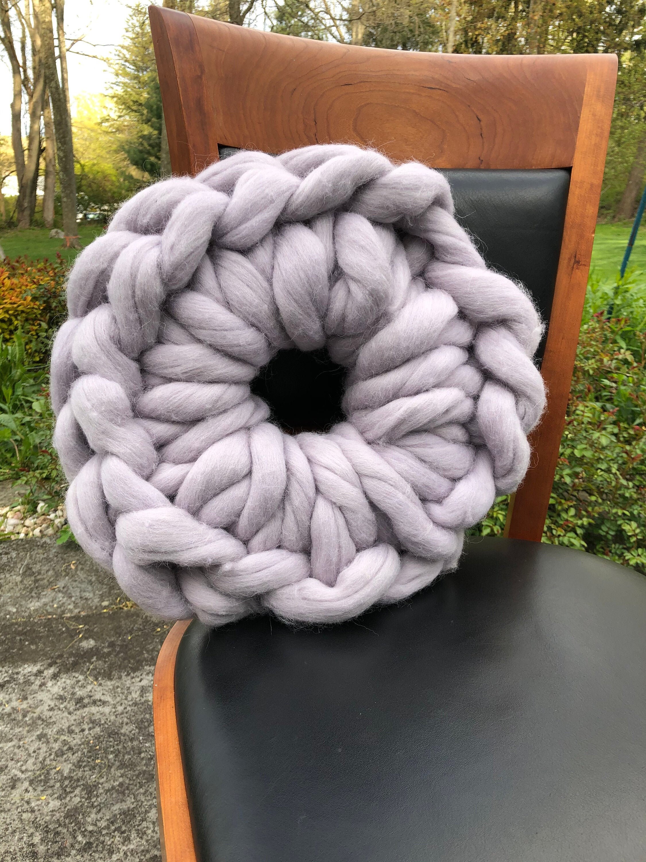 Grey Chunky Yarn Circular Doughnut Pillow - Etsy