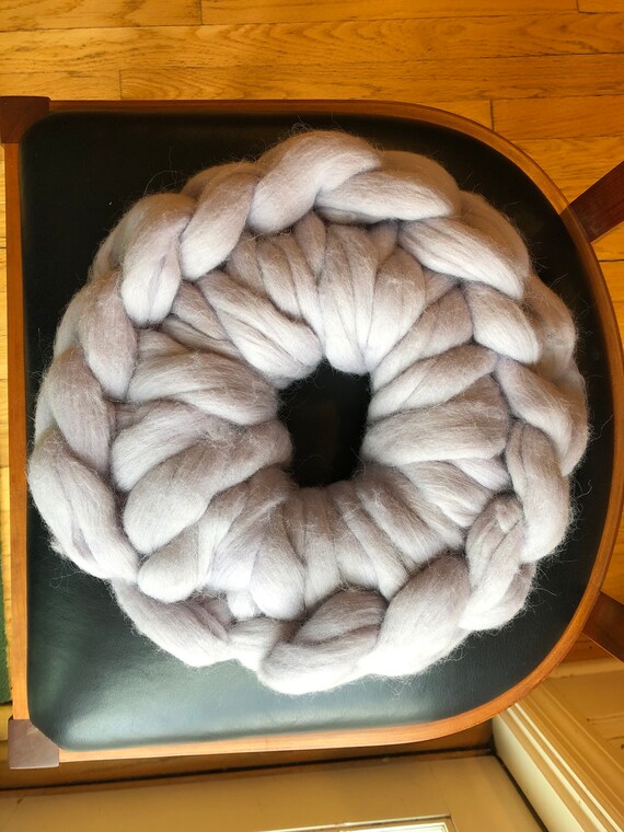 Grey Chunky Yarn Circular Doughnut Pillow | Etsy