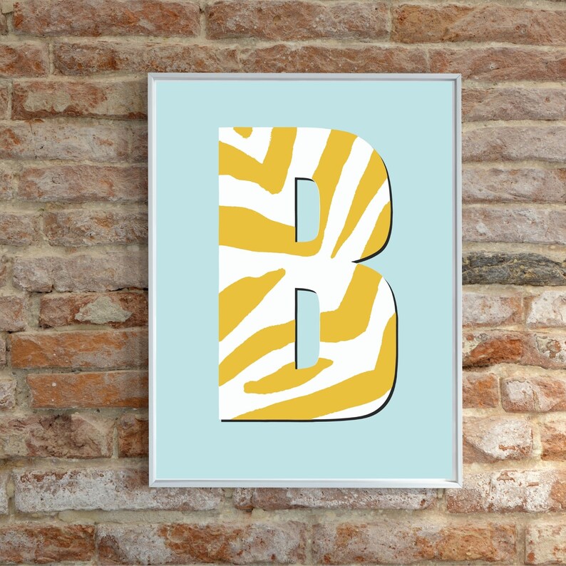 Letter B Print Zebra Print Uppercase Initial Print Digital | Etsy