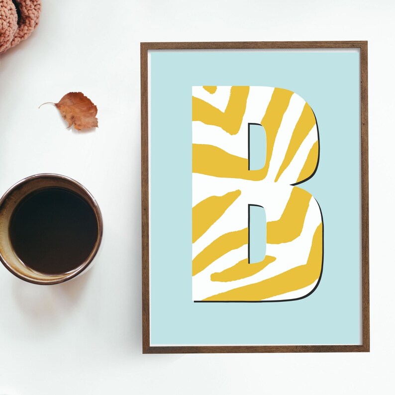 Letter B Print Zebra Print Uppercase Initial Print Digital | Etsy