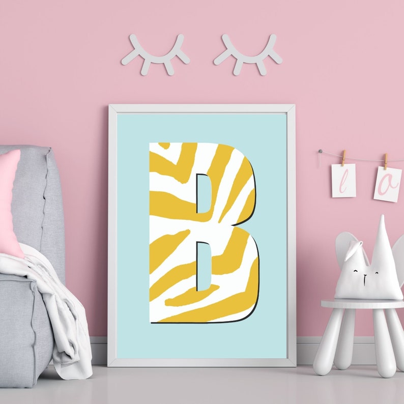 Letter B Print Zebra Print Uppercase Initial Print Digital | Etsy