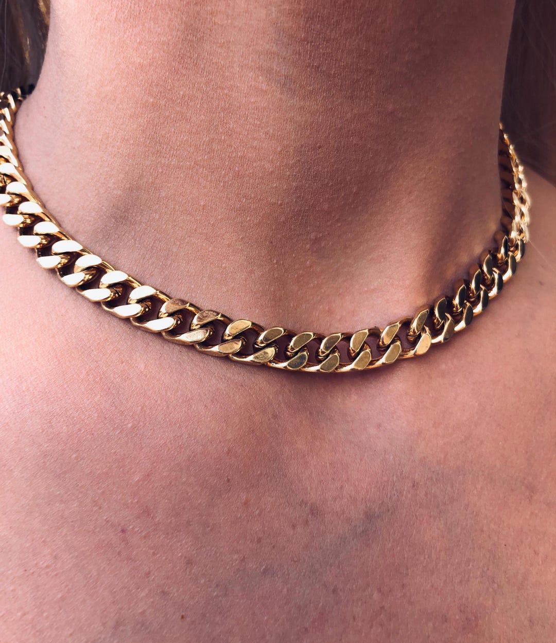 Urban Street Gold Cuban Chain Choker, Chunky Link Necklace - Etsy
