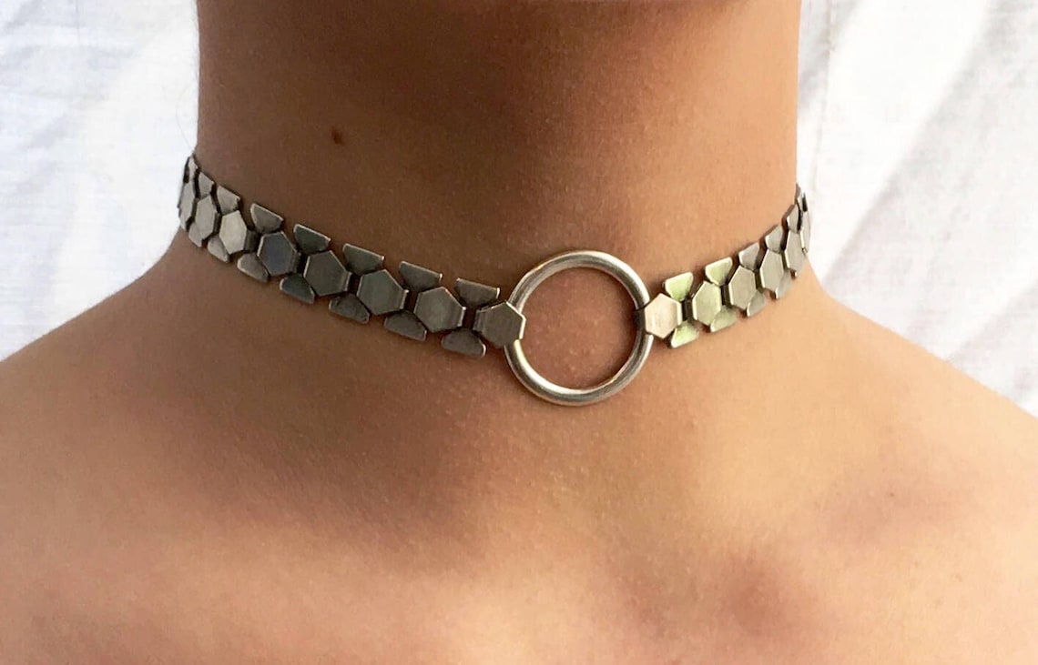 O-ring Choker Necklace Silver Choker Necklace Silver Chain - Etsy