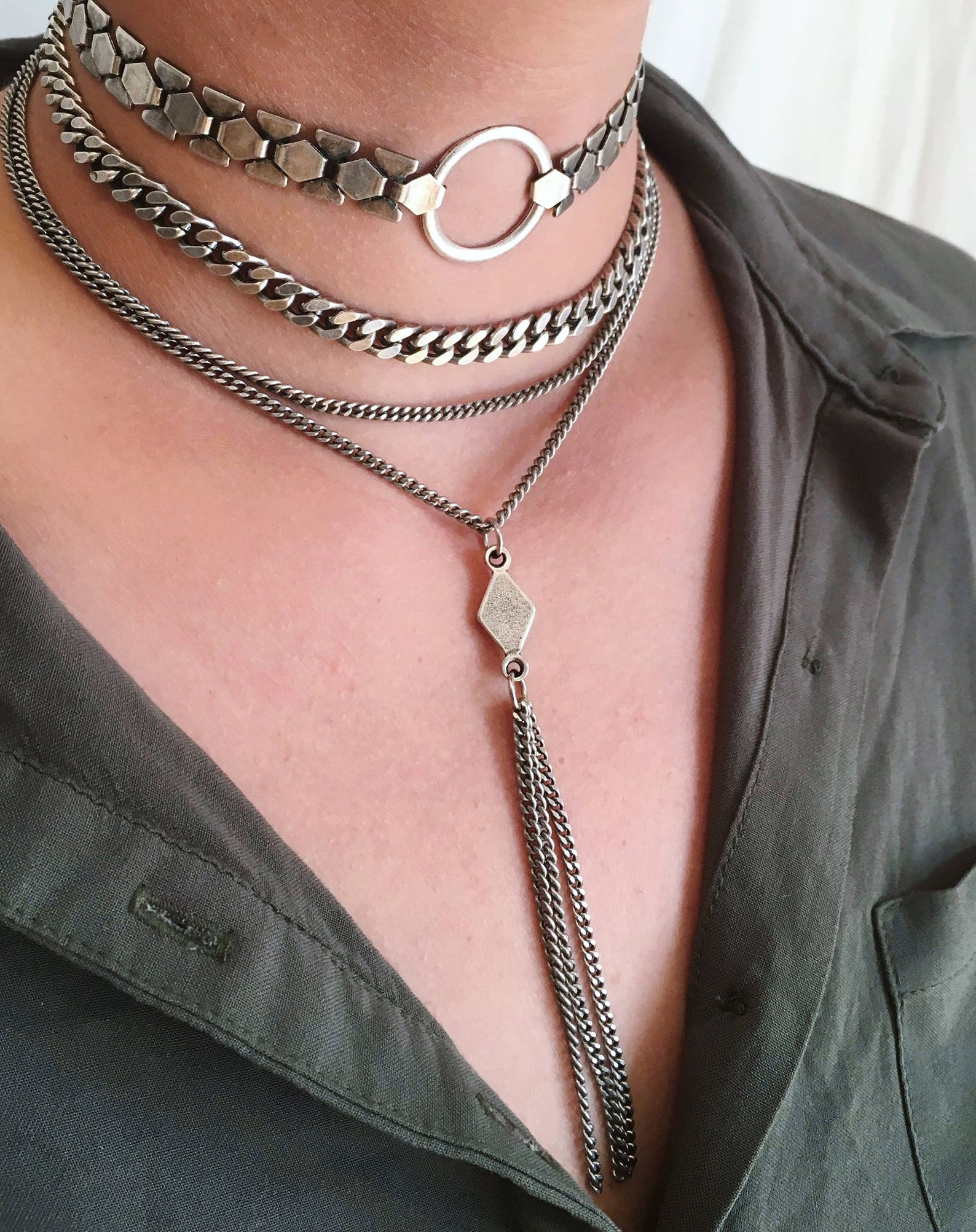 Silver Choker Dainty Choker Boho Choker Silver Chain Choker - Etsy