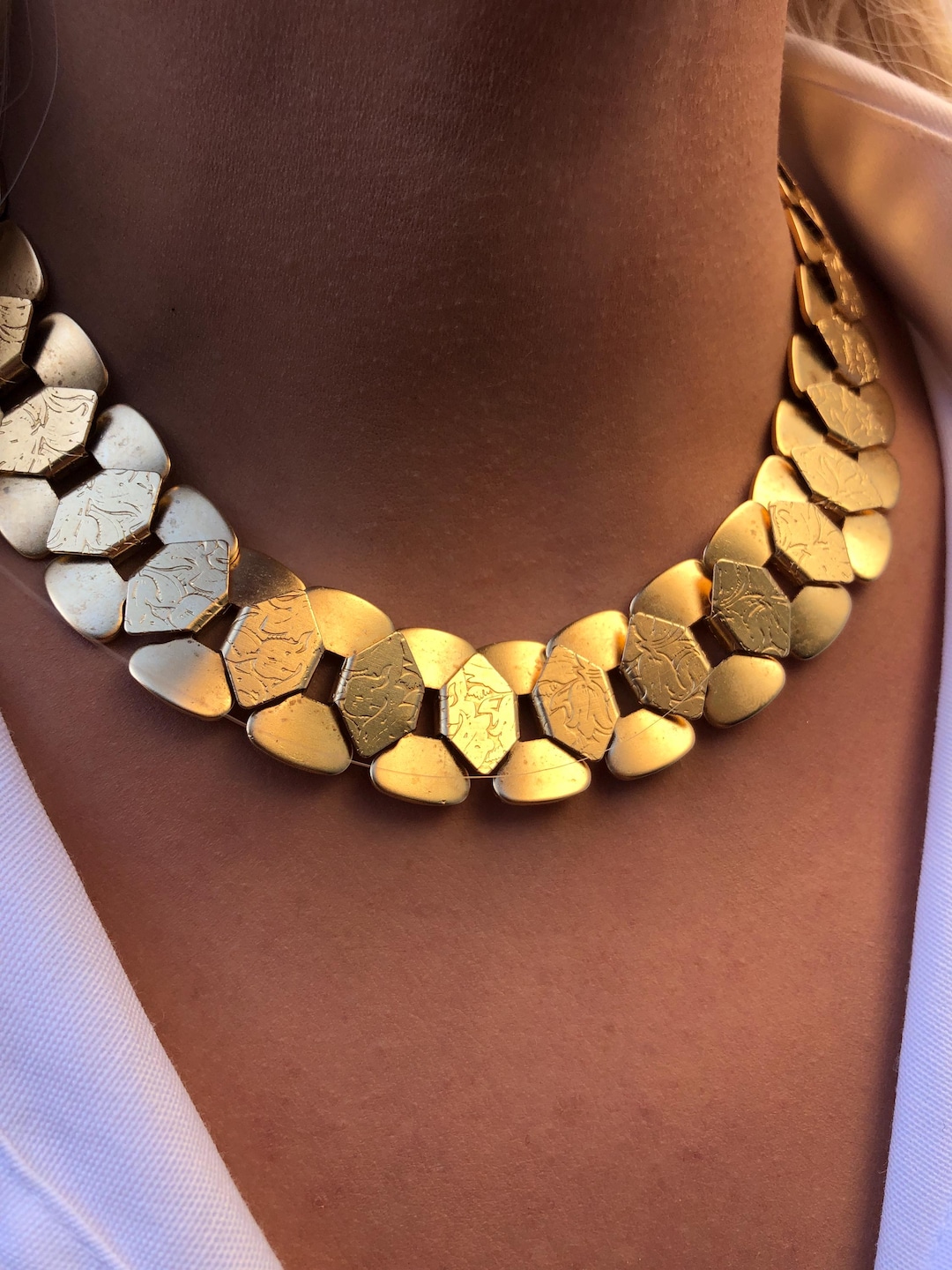 Geometric Silver Plated Choker: Edgy Punk Necklace - Etsy