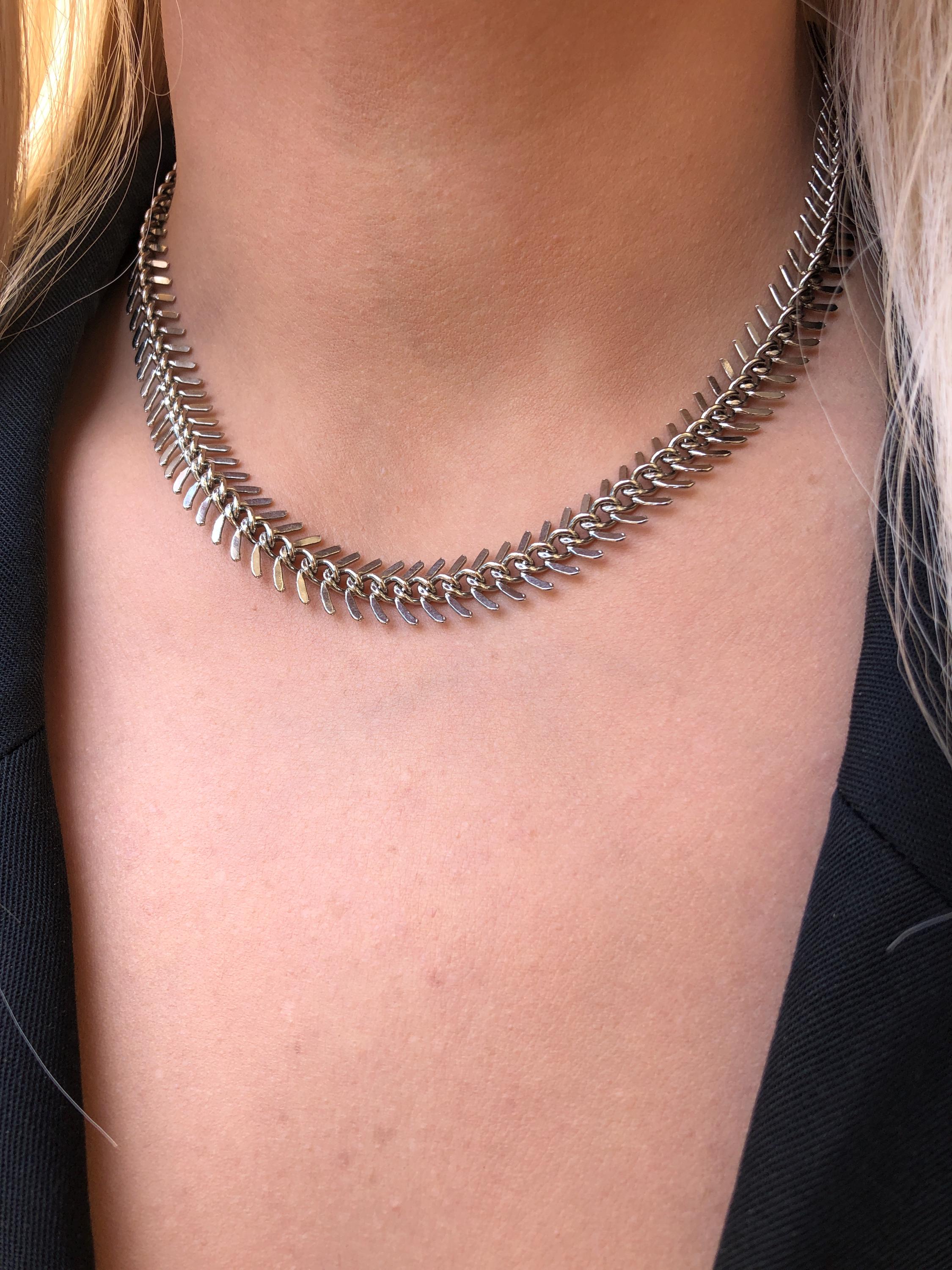 Gold Fishbone Link Choker Necklace: Women's Jewelry Gift - Etsy