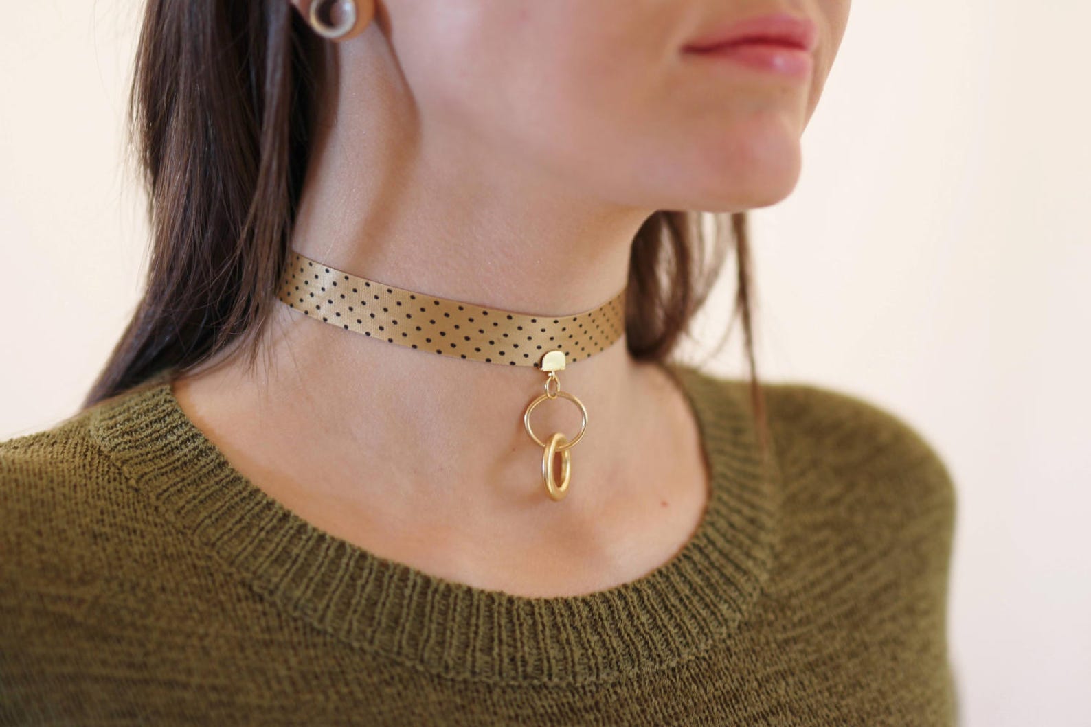 Satin Choker Necklace Fabric Choker Necklace Gold Ring - Etsy