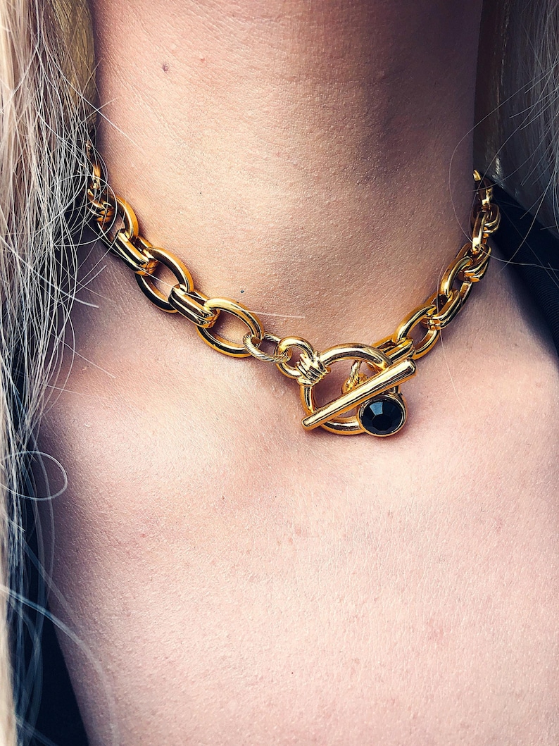 Chunky Silver Chain Necklace: T-bar Toggle, Wedding Jewelry - Etsy