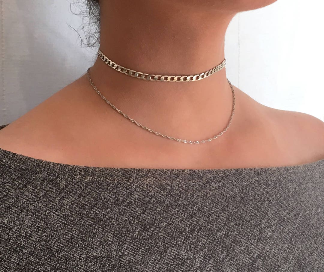 Silver Choker Dainty Choker Boho Choker Silver Chain Choker - Etsy