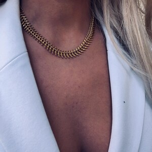 Fishbone Link Chain Necklace,gold Thick Fish Bone Choker Necklace,gold ...