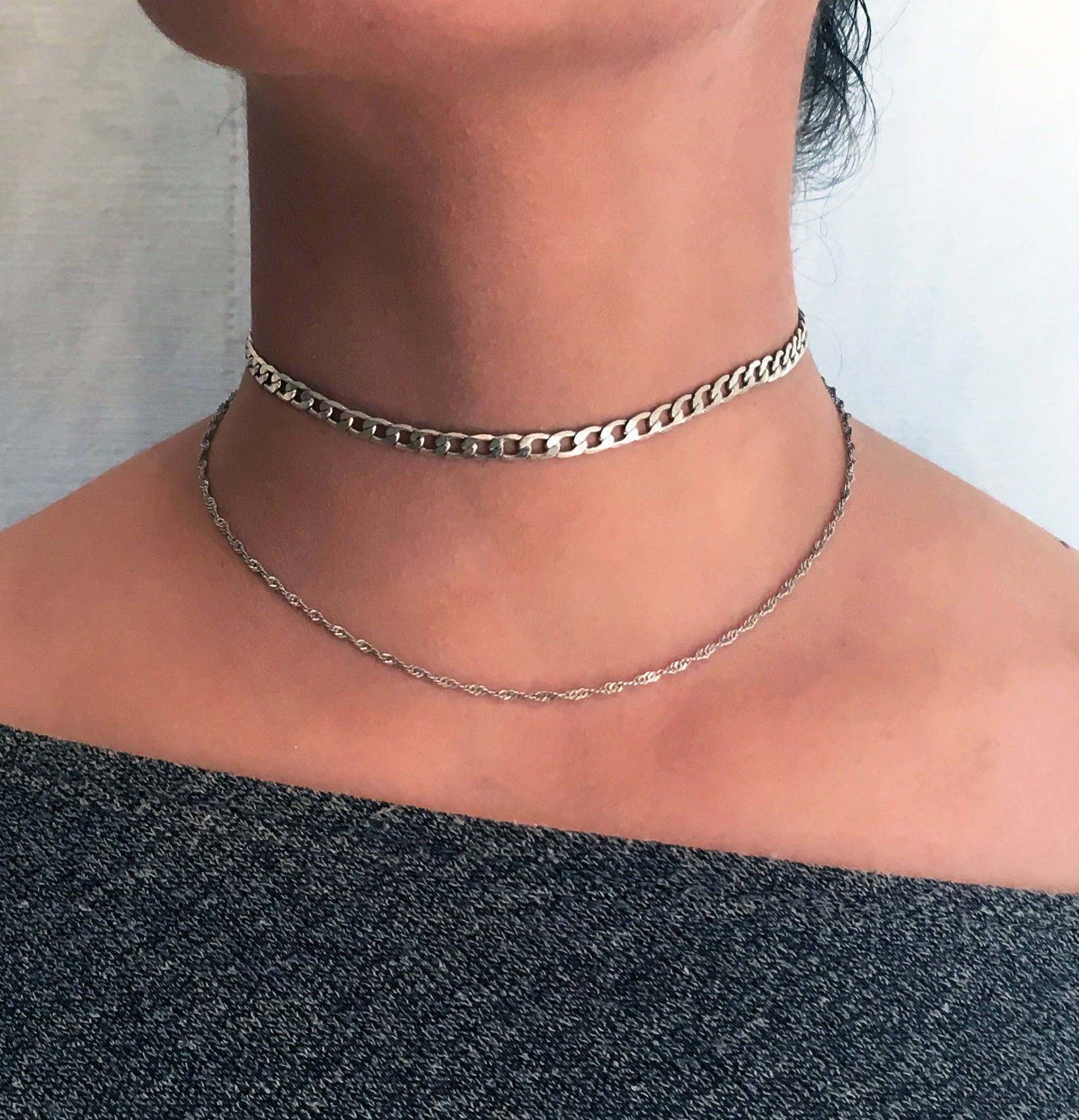 Silver Choker Dainty Choker Boho Choker Silver Chain Choker | Etsy