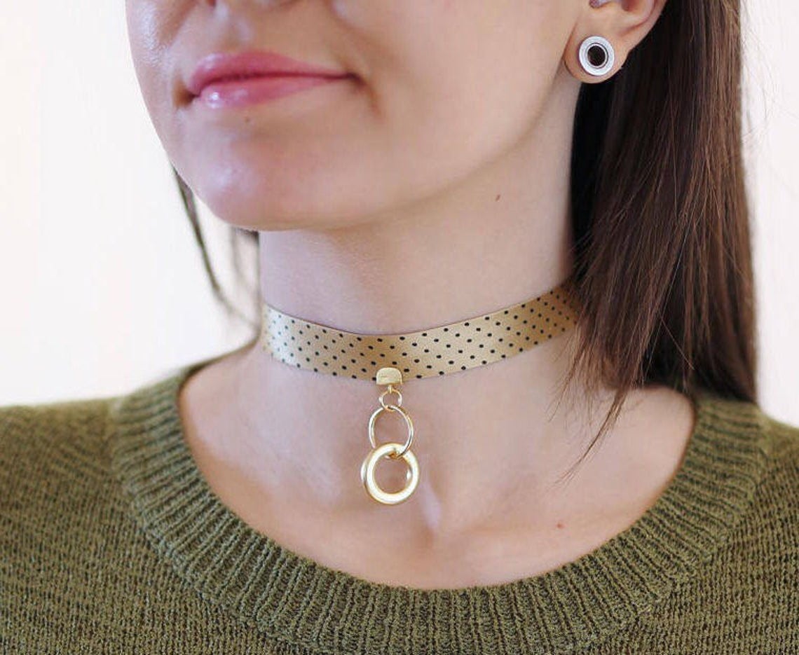 Satin Choker Necklace Fabric Choker Necklace Gold Ring - Etsy