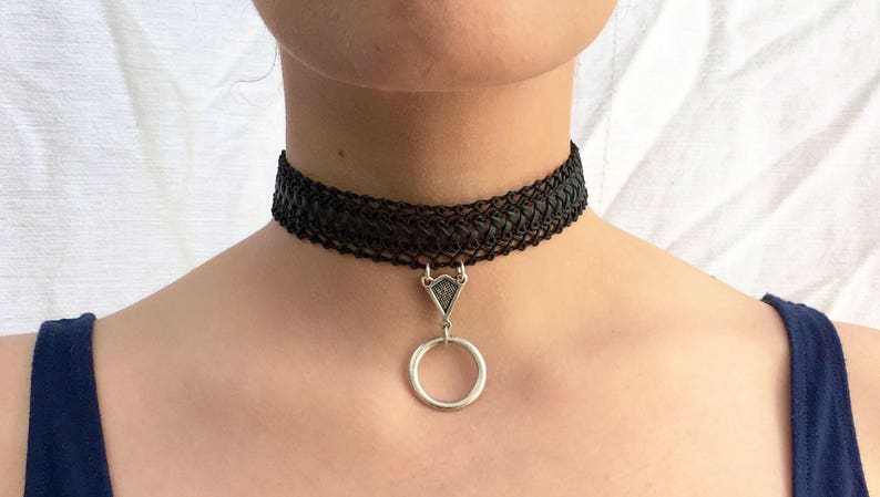 Black Choker Necklace Black Boho Choker Black Leather Choker - Etsy