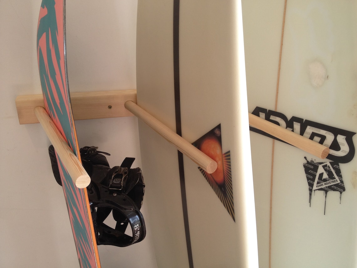 Surfboard / Snowboard Vertical Wood Wall Storage Surf Rack 5 - Etsy
