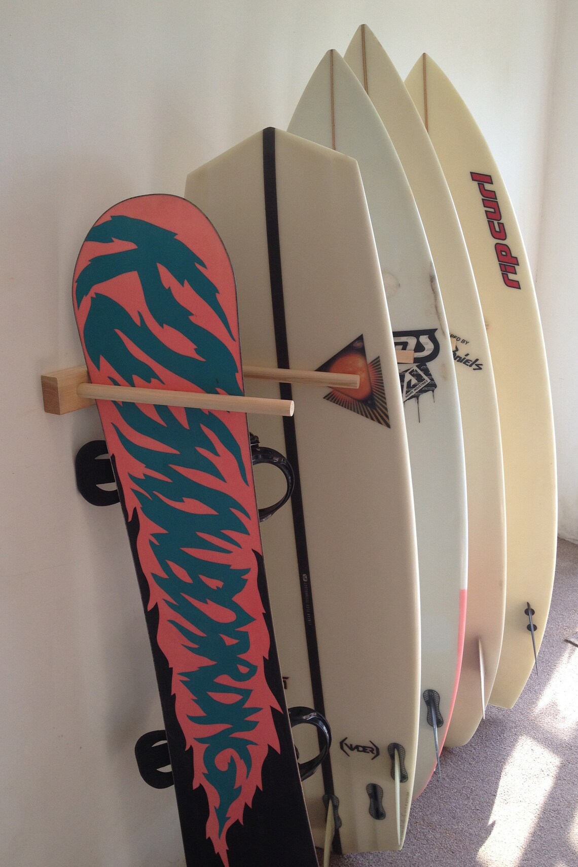 Surfboard / Snowboard Vertical Wood Wall Storage Surf Rack 5 - Etsy