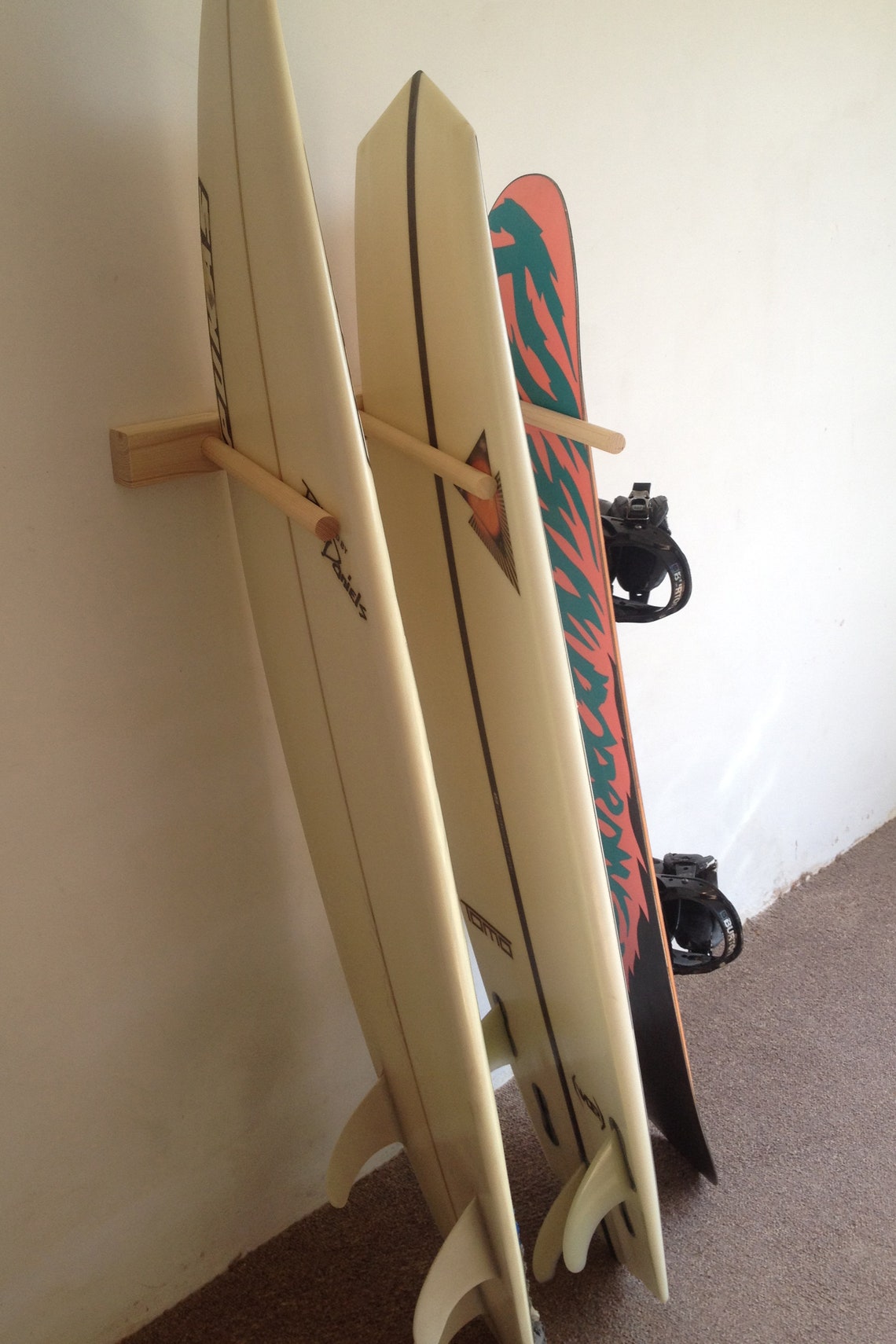 Surfboard / Snowboard Vertical Wood Wall Storage Surf Rack 3 - Etsy
