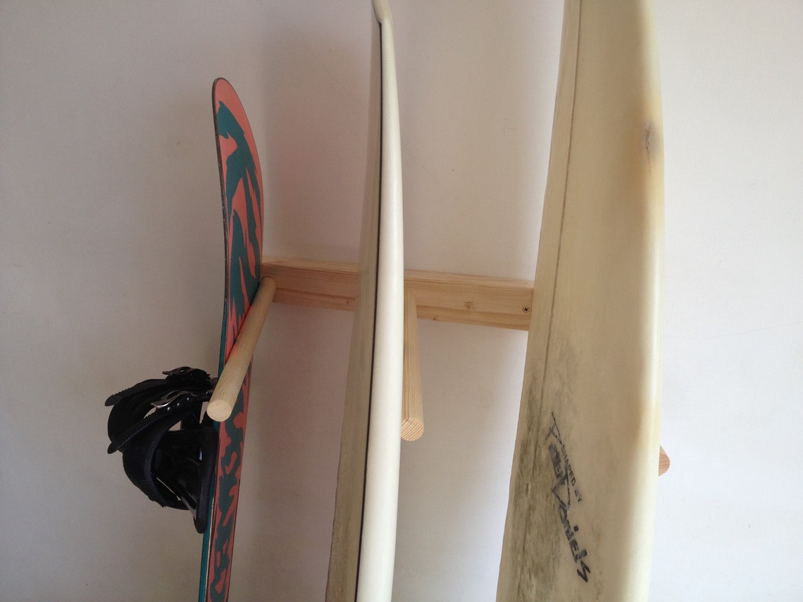 Surfboard / Snowboard Vertical Wood Wall Storage Surf Rack 3 - Etsy