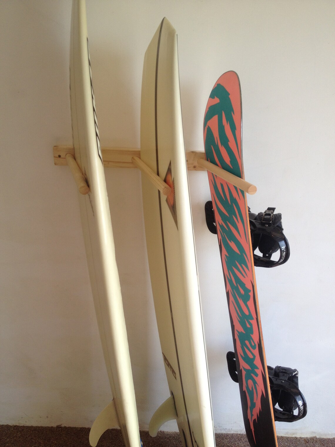 Surfboard / Snowboard Vertical Wood Wall Storage Surf Rack 3 - Etsy