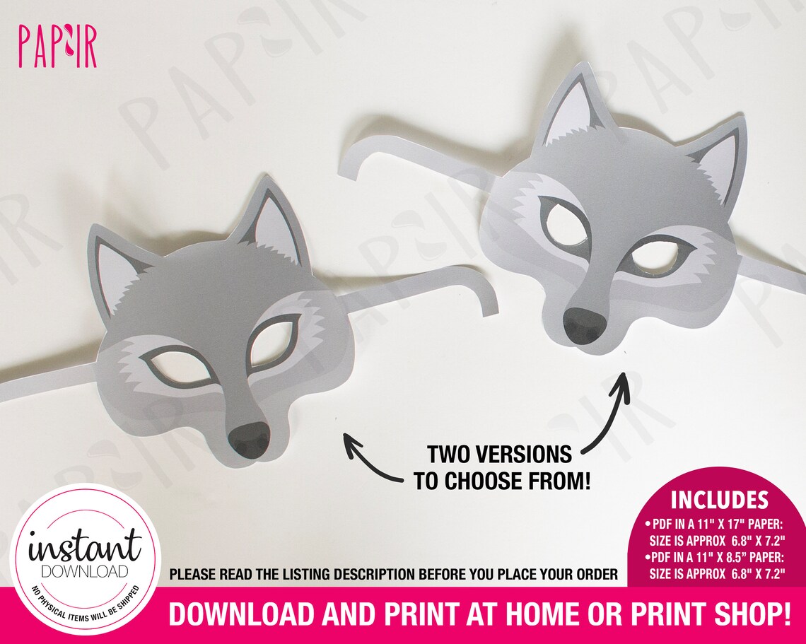 PRINTABLE Wolf Mask Animal Mask Face Mask Eye Mask - Etsy